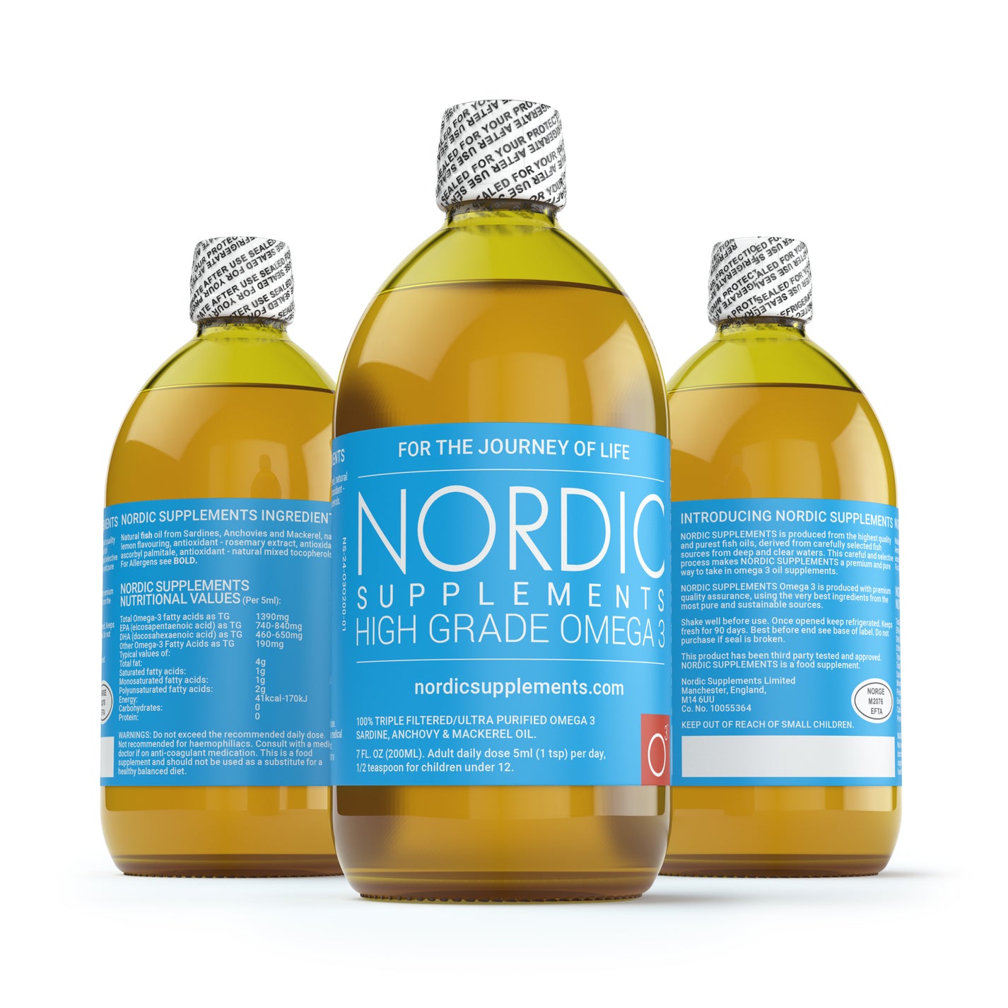 Nordic Supplements Omega 3 Fish Oil Liquid: 500ml